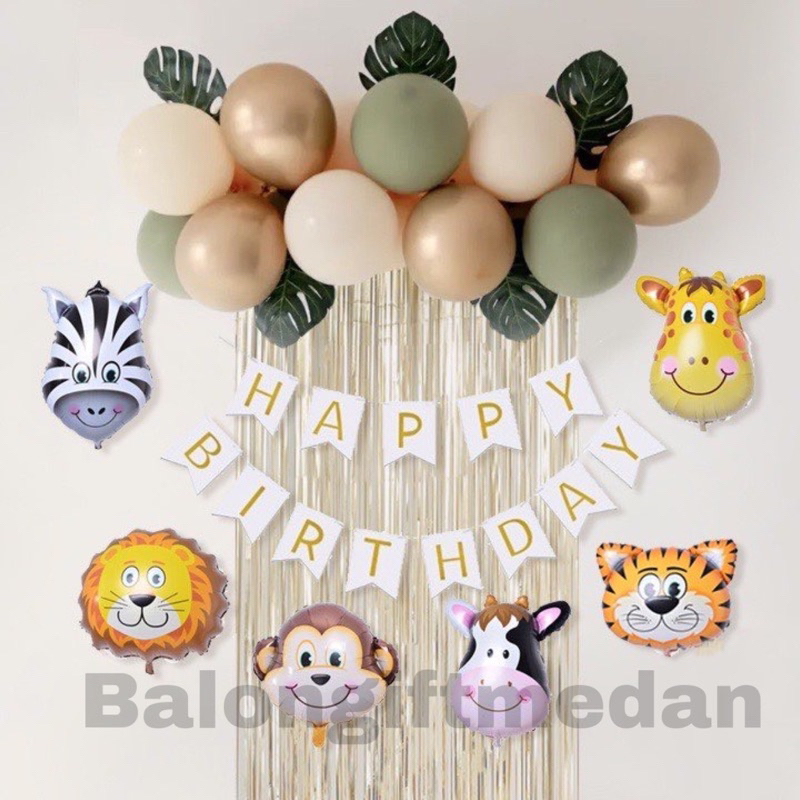 Jual PAKET DEKOR ULANG TAHUN RETRO ANIMAL JUNGLE ZOO | Shopee Indonesia