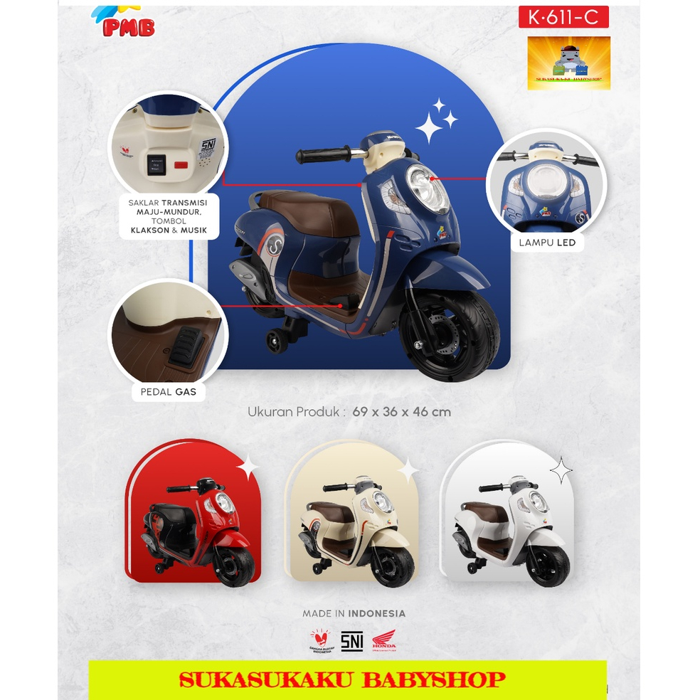 Jual Motor Aki Anak Original PMB K 611C Sepeda Mini Toys Scoopy Anak ...