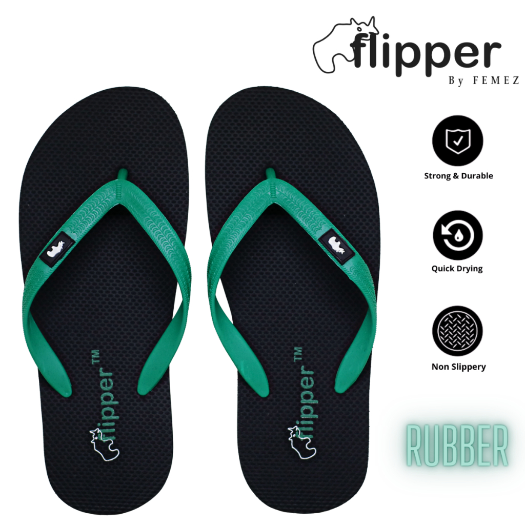 Jual ORIGINAL Sandal Jepit Japit FLIPPER by FEMEZ Pria Hitam Hijau ...