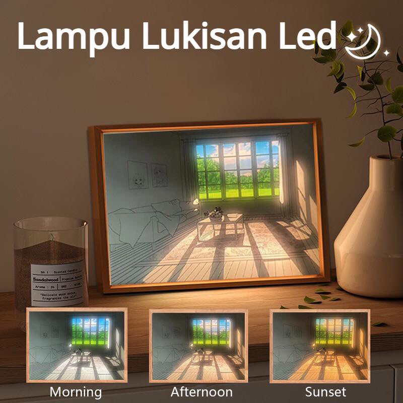 Jual (TERMURAH READY STOCK) Lukisan Cahaya Lampu Meja/ Lukisan lampu ...