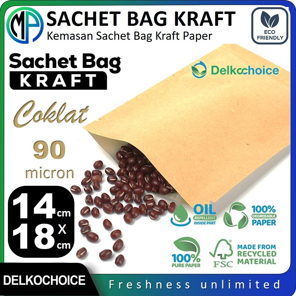 Jual Kemasan Plastik Sachet Saset 14cm x 18cm Kraft Paper Coklat ...