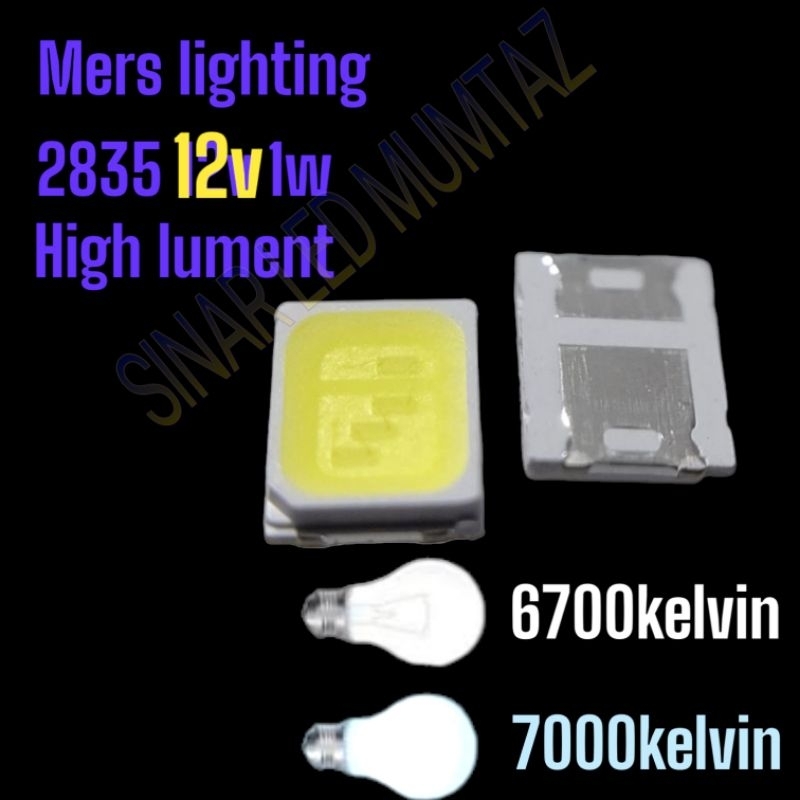 Jual (100biji) 2835 led 12v 1w 6700k/7000k putih bersih (RT series ...
