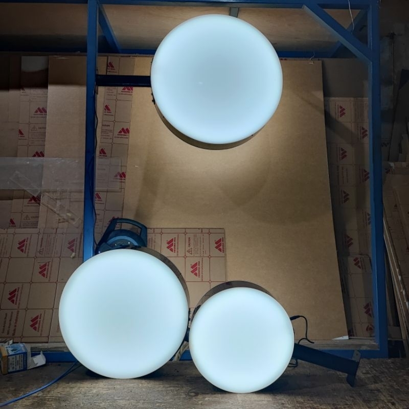 Jual Neon box bulat diameter 50 CM polos full akrilik + tinggal pasang ...