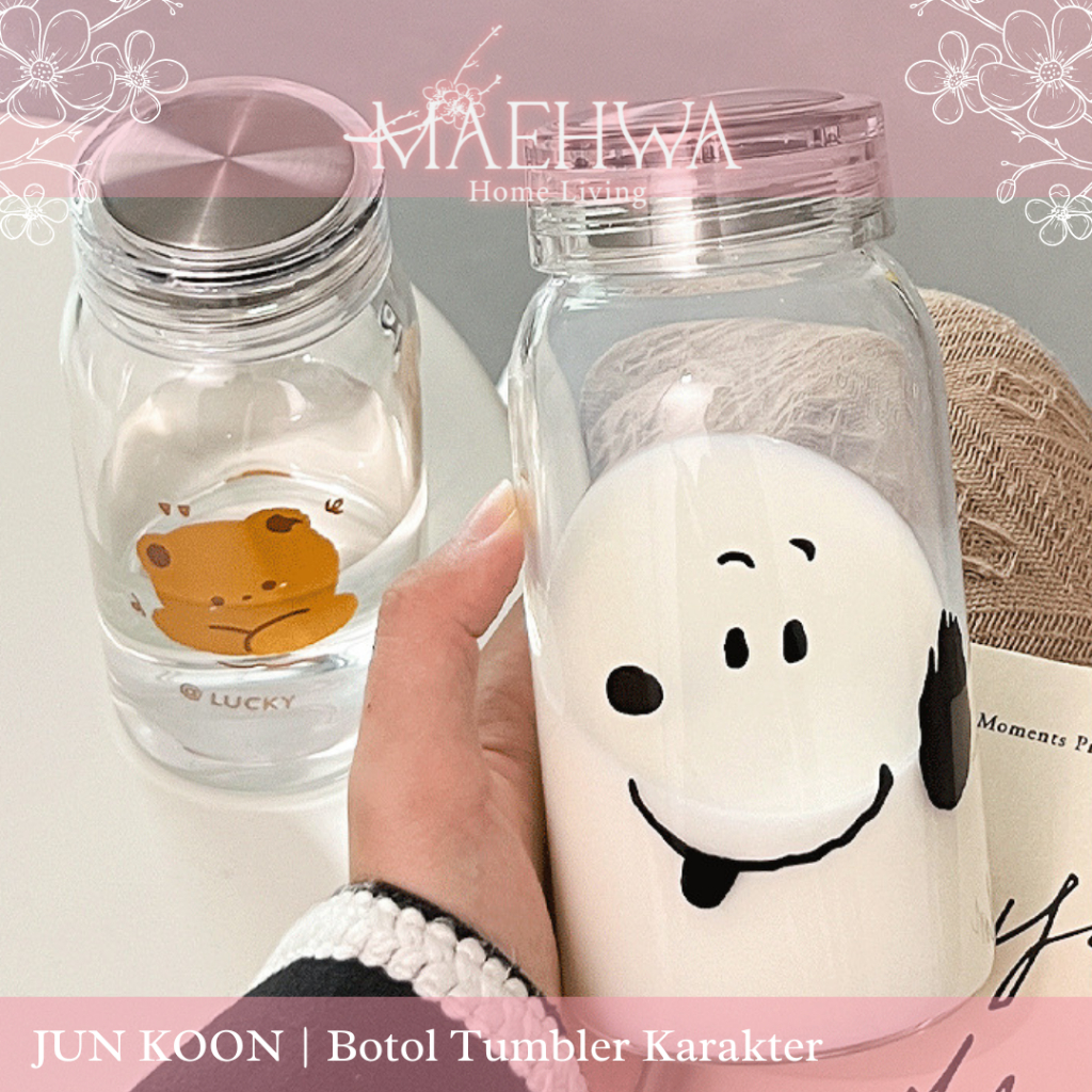 Jual 【MAEHWA】JUN KOON Botol Kaca Kopi Teh Estetika Botol Tebal Coffee ...