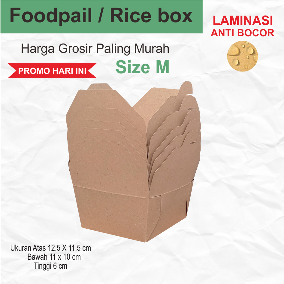 Jual Food Pail Size M 290gsm Paper Rice Box Lunch Box Kertas Dus ...