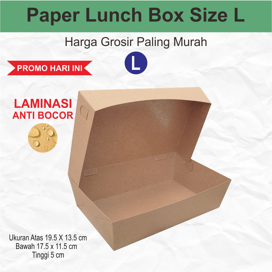 Jual Lunch Box Size L 290gsm Kotak Makan Kertas Brown Paper Box Makanan ...