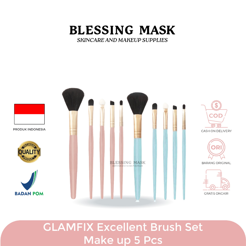 Jual GLAMFIX Excellent Brush Set Make Up 5 Pcs _ Set Kuas Makeup | GLAM ...