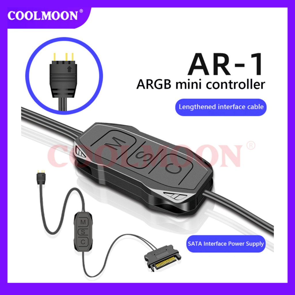 Jual COOLMOON ARGB controller 5V 3 pin POWER SATA mini RGB controller ...
