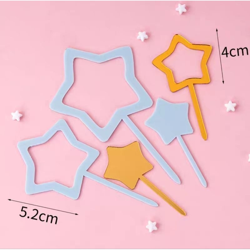 Jual topper bintang acrylic/topper kue/hiasan kue /tusukan kie/topper happy birthday /topper kue ...