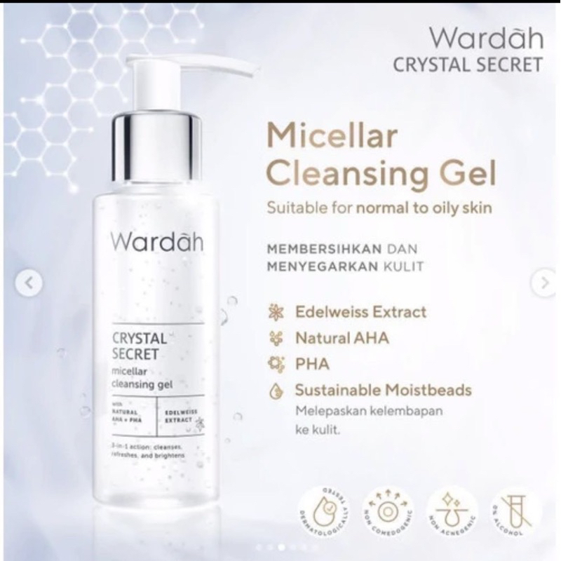 Jual WARDAH CRYSTAL SECRET MICELLAR CLEANSING GEL ( doble cleansing ...