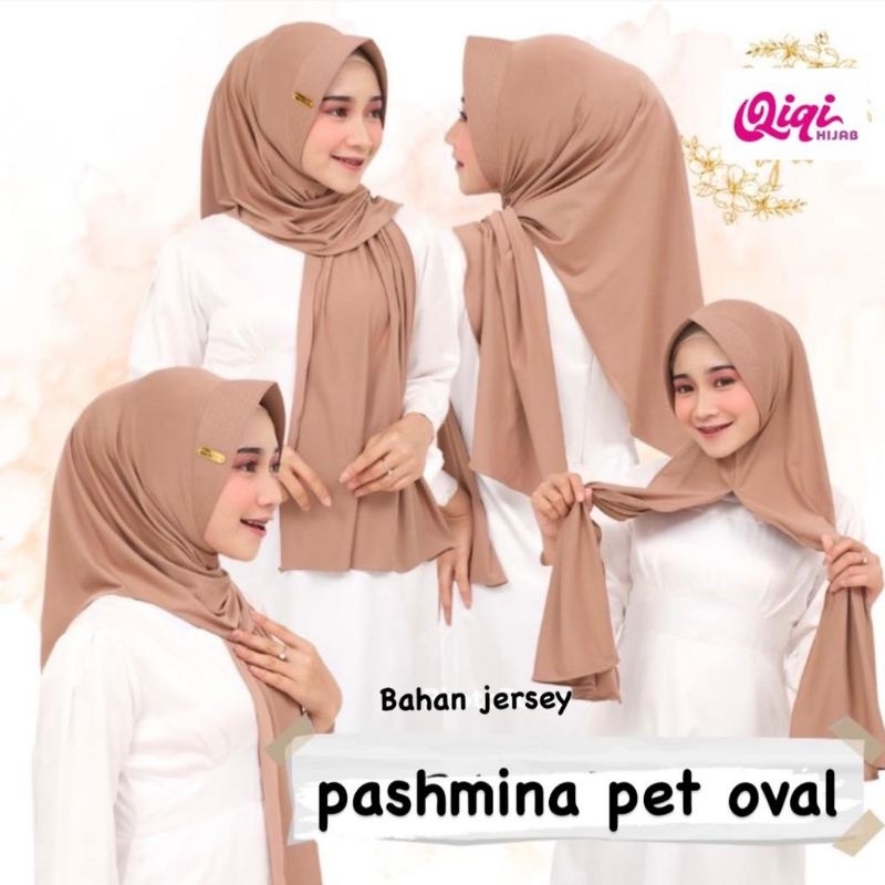 Jual (Qiqi Hijab) PASHMINA PET OVAL•pashmina instan jersey premium ...