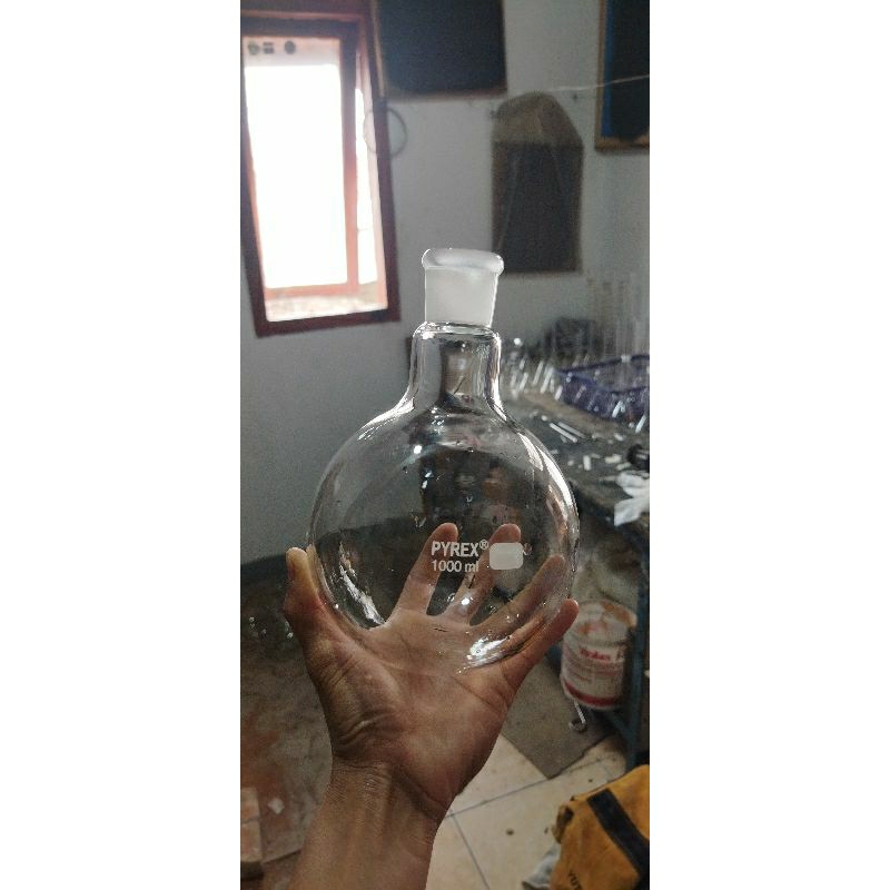 Jual boiling flask / labu bulat 1000 ml pyrex | Shopee Indonesia