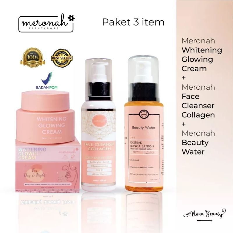 Jual MERONAH WHITENING GLOWING( PAKET ISI CREAM GLOWING + SABUN ...