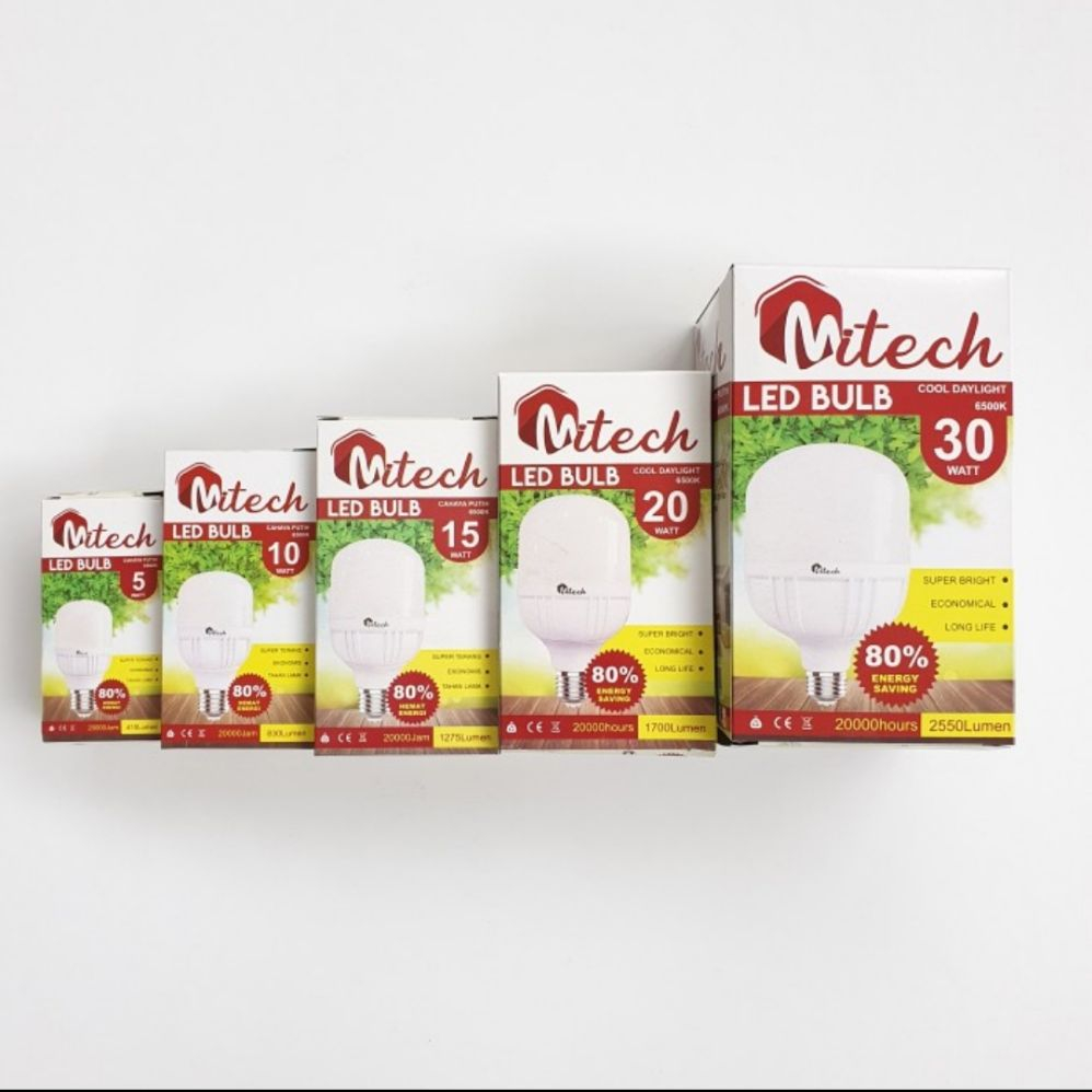 Jual Lampu LED 5W, 10W, 15W, 20W MITECH Low Watt Bohlam Light Bulb Terang bolam listrik tabung ...