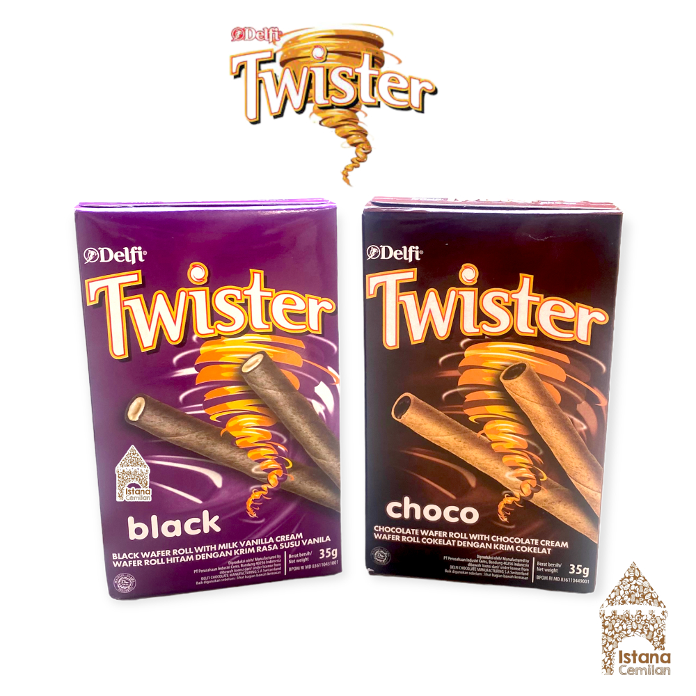 Jual Delfi Twister Wafer Roll Black / Choco BOX 35 Gram | Shopee Indonesia