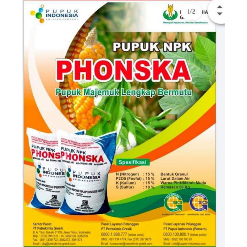 Jual PUPUK NPK PHONSKA 15 10 12 1 KG ORIGINAL | Shopee Indonesia