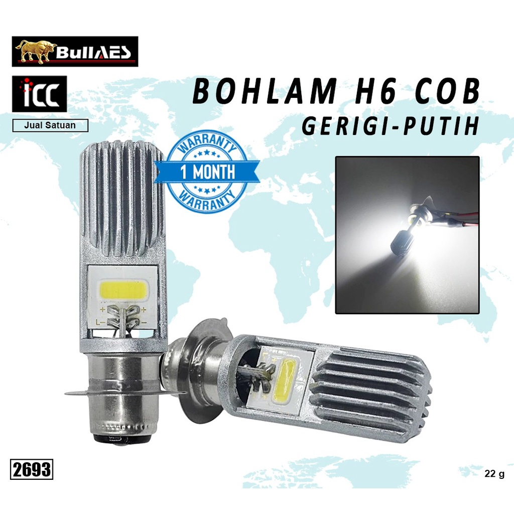 Jual LAMPU LED H6 COB GRIGI AC DC MERK ICC ORIGINAL POWER LED V2693 ...