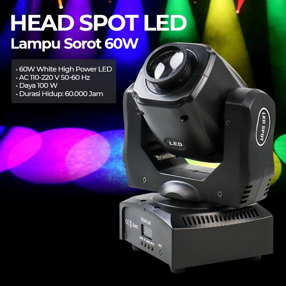 Jual Lampu Sorot Panggung Beam 60W / Moving Head Beam / lampu panggung ...