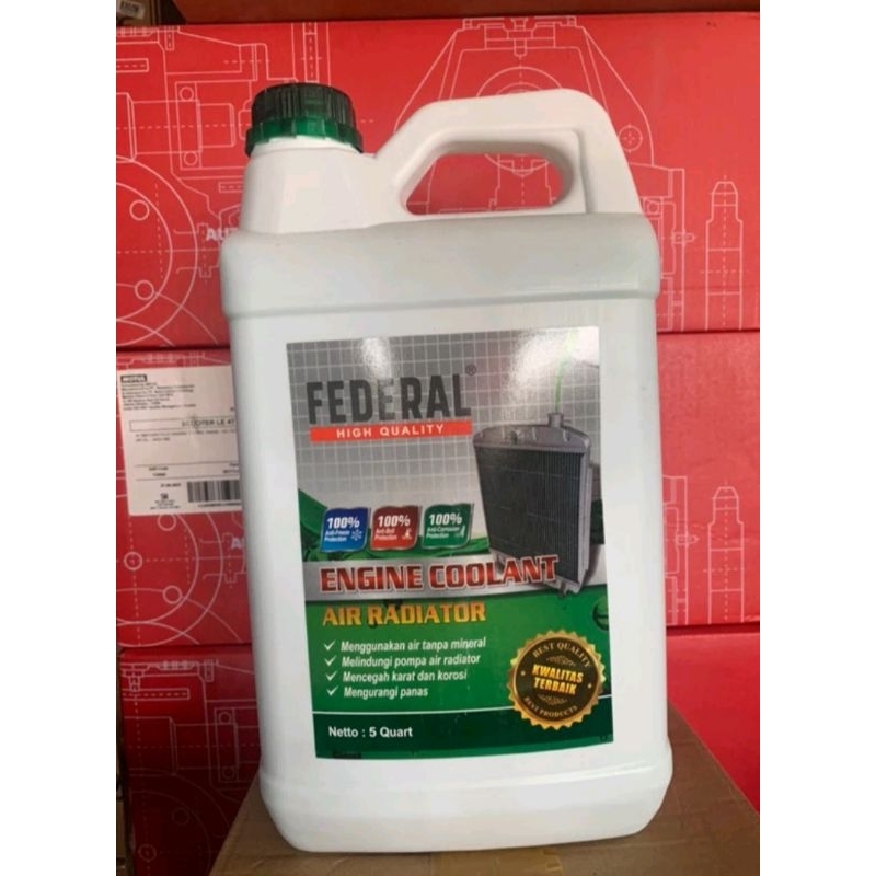 Jual air radiator air colant merek federal kemasan 1 galon isi 5liter ...