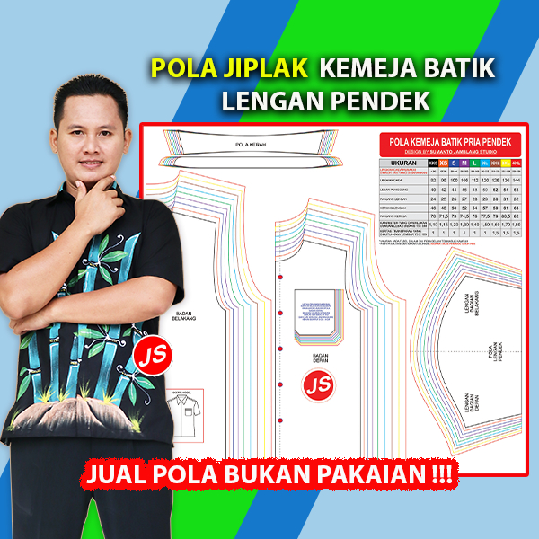 Jual Pola Jiplak Kemeja Batik Pria Lengan Pendek [ Pola Jamblang Studio ] | Shopee Indonesia