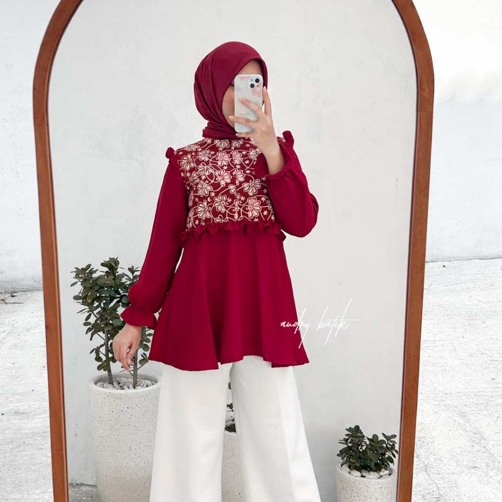 Jual Audry - Intan - Blouse Batik Wanita Panjang Hijab Kerja Modern ...