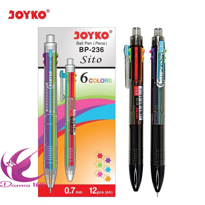 Jual JOYKO Pulpen 6 warna PULPEN BP-236 1PCS | Shopee Indonesia