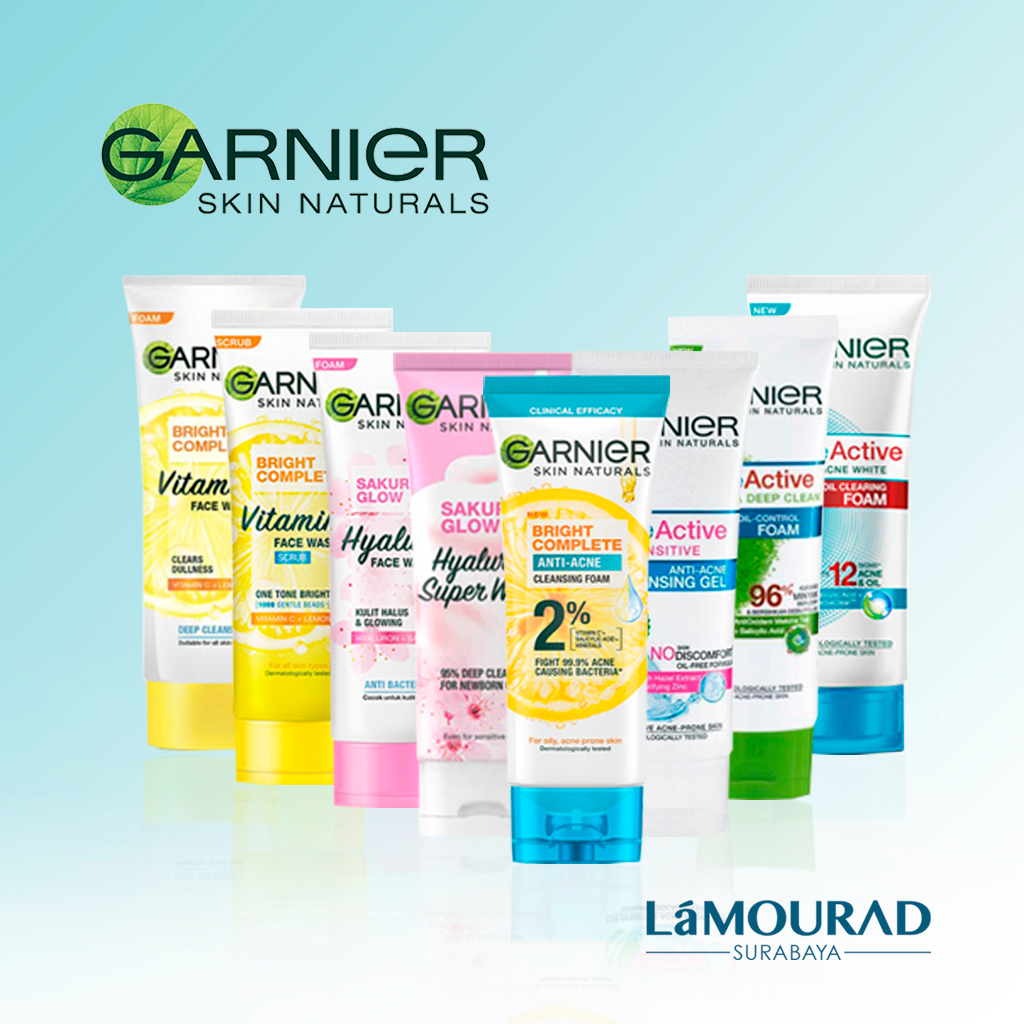 Jual GARNIER Face Wash 100 ml | Bright Complete | Sakura Glow | Pure ...