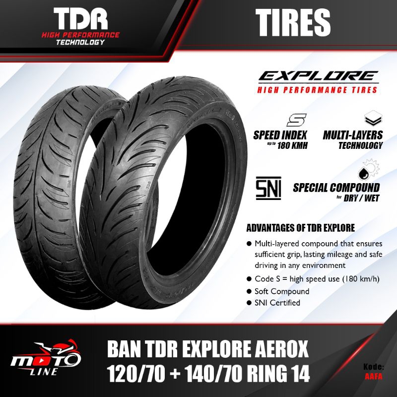 Jual BAN TDR EXPLORER AEROX 155 Set - 120/70-14 & 140-70-14 | Shopee ...