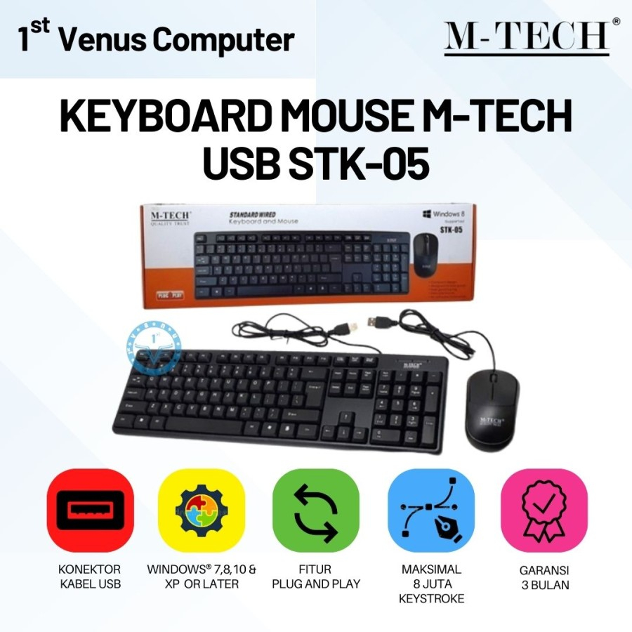 Jual KEYBOARD+MOUSE USB M-TECH STK-05 / KB05-MTC | Shopee Indonesia