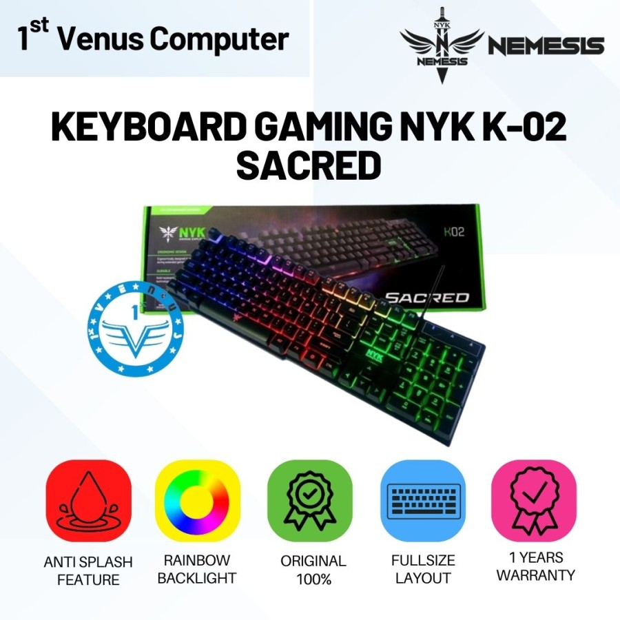 Jual KEYBOARD GAMING NYK K-02 SACRED / KEYBOARD NYK SACRED USB / KBG02 ...