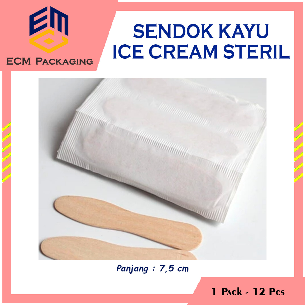 Jual Sendok Kayu Ice Cream Steril 1lsn | Sendok Es Krim Cover 12 pcs ...