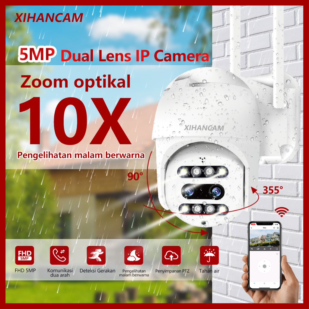 Jual XIHANCAM 5MP Dual Lens Kamera CCTV Wifi Outdoor Waterproof 360 ...