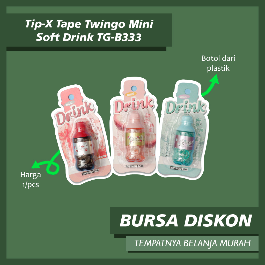 Jual Tip-X Tape Twingo Mini Soft Drink TG-B333 Correction Tape Tip x ...