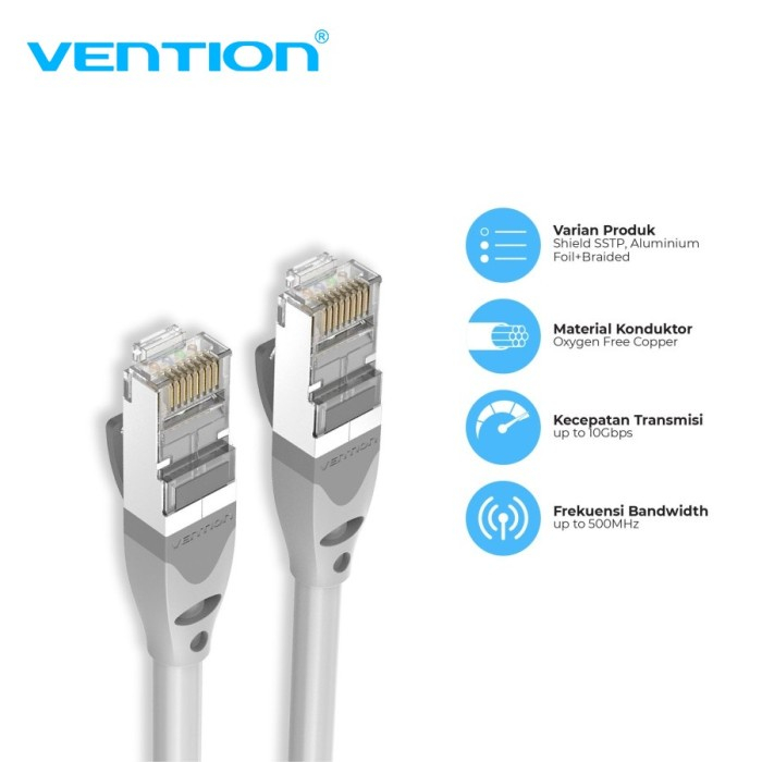 Jual Kabel LAN Cat6a Vention 20M Ethernet RJ45 Gigabit SSTP SFTP Gray ...