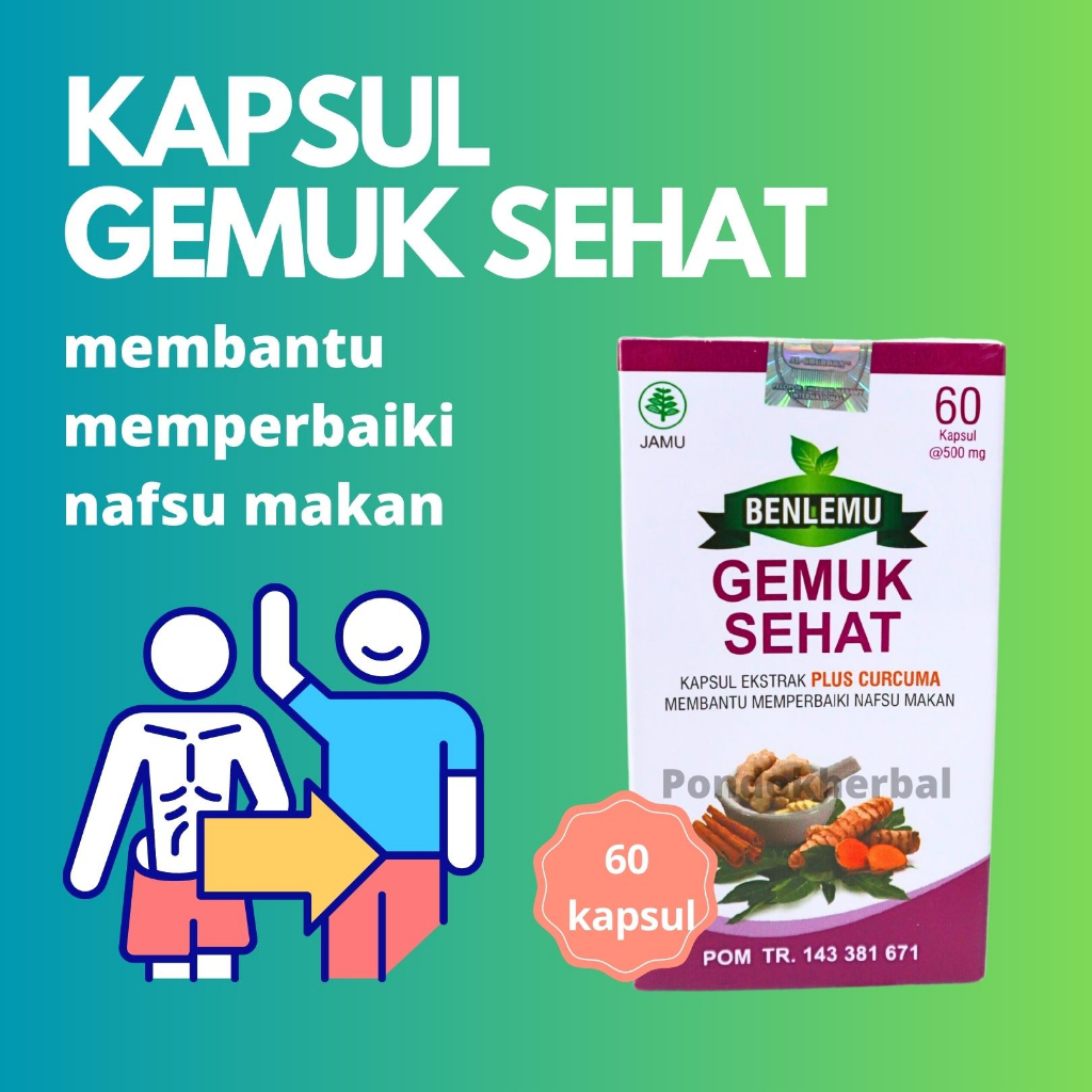 Jual BENLEMU Kapsul Gemuk Badan 60 kapsul | Plus Curcuma | Shopee Indonesia