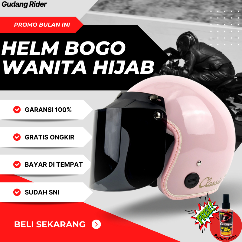 Jual Helm Helem Bogo Retro pastel Wanita Dewasa Hijab Cewek Cowok Pria ...