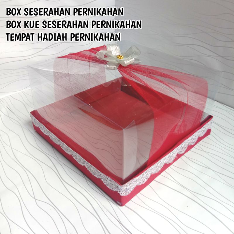 Jual [ MERAH ] Box kotak hantaran seserahan pernikahan tertutup mika ...
