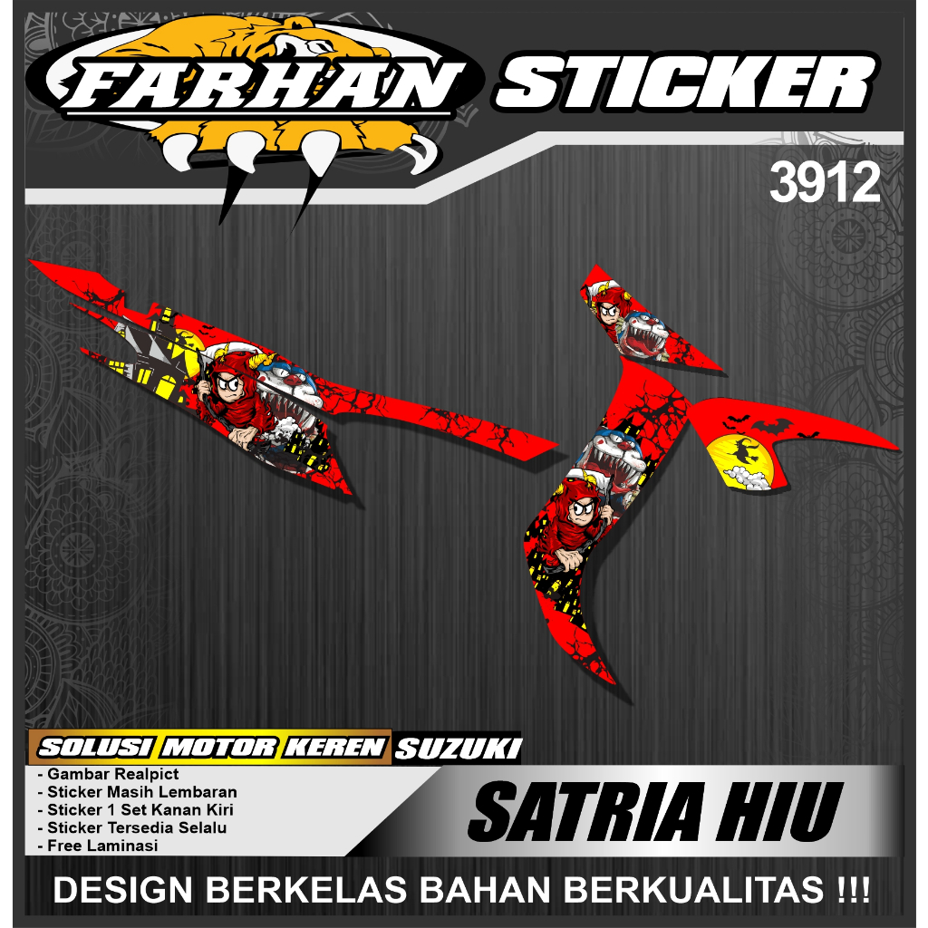 Jual f3912 Striping Sticker Set Kanan Kiri Motor Suzuki Satria Hiu Lis ...