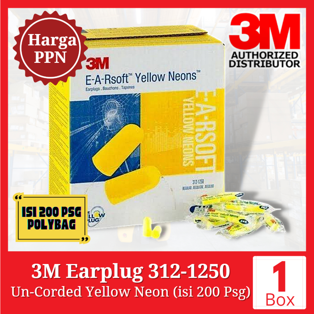 Jual 3M Earplug Yellow Neon 312-1250 (1 Box isi 200 Pairs) | Shopee ...
