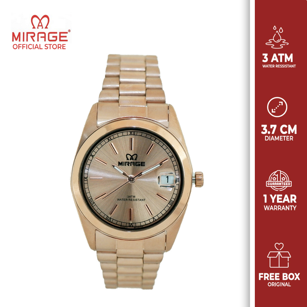 Jual Mirage Jam Tangan Analog Wanita Rosegold TS 195 Steel Anti Luntur ...