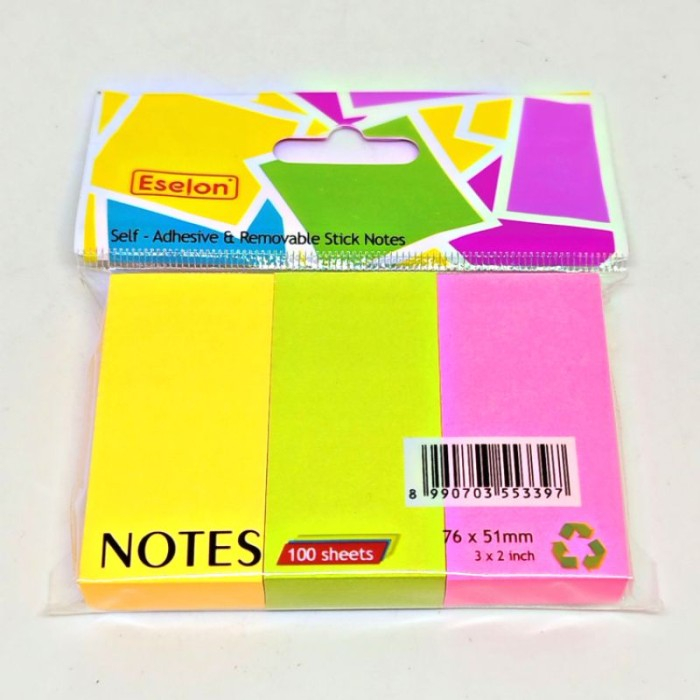 Jual Memo Stick Note Eselon 3 Warna 76X51Mm Sticky Notes Kertas Memo ...