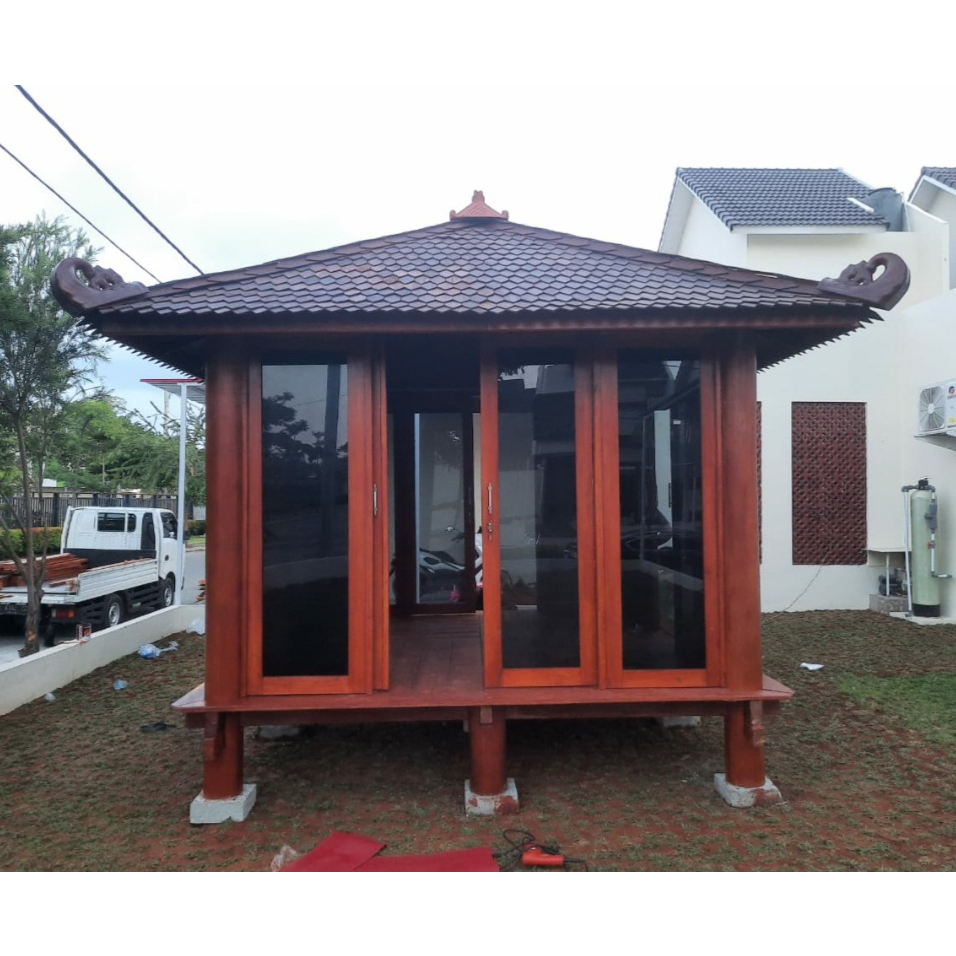 Jual Gazebo Model Dinding Kayu Kelapa Dan Mahoni Ukuran 3x3 Meter Atap ...