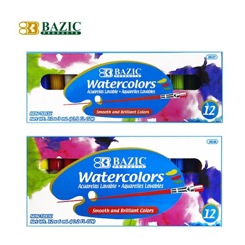 Jual Bazic Watercolors | Cat Air Bazic 12 Color | Shopee Indonesia