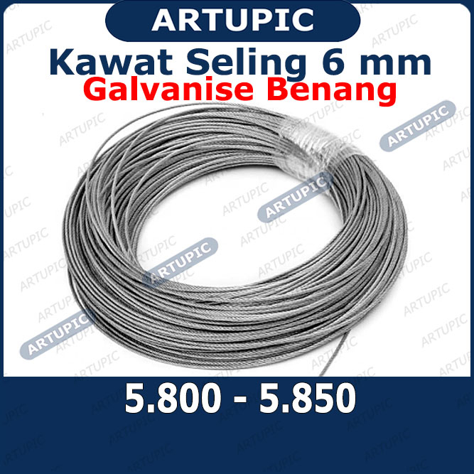 Jual Kawat Seling 6 mm Galvanise Benang | Kawat Selling Sling Baja Galvanise Wire Rope 6mm ...