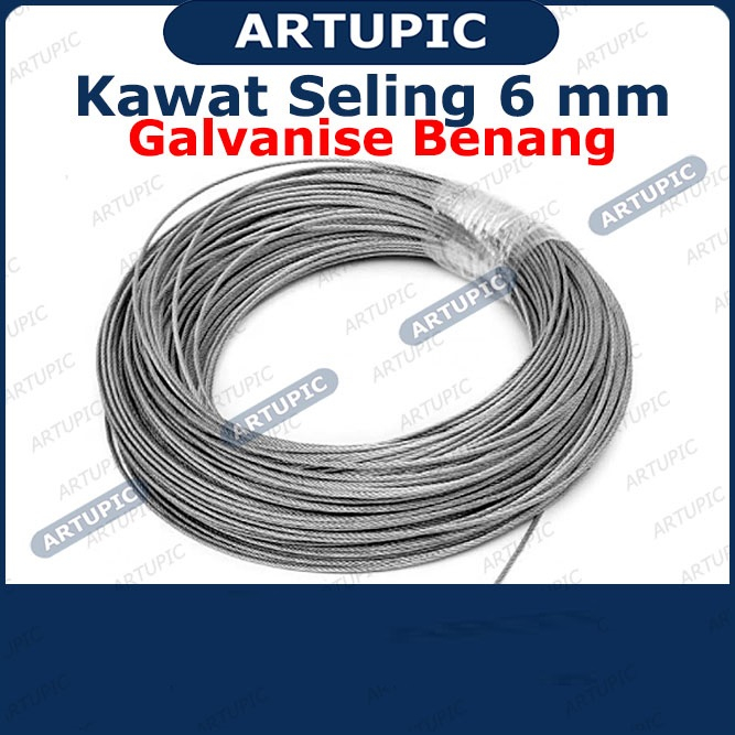 Jual Kawat Seling 6 mm Galvanise Benang | Kawat Selling Sling Baja ...