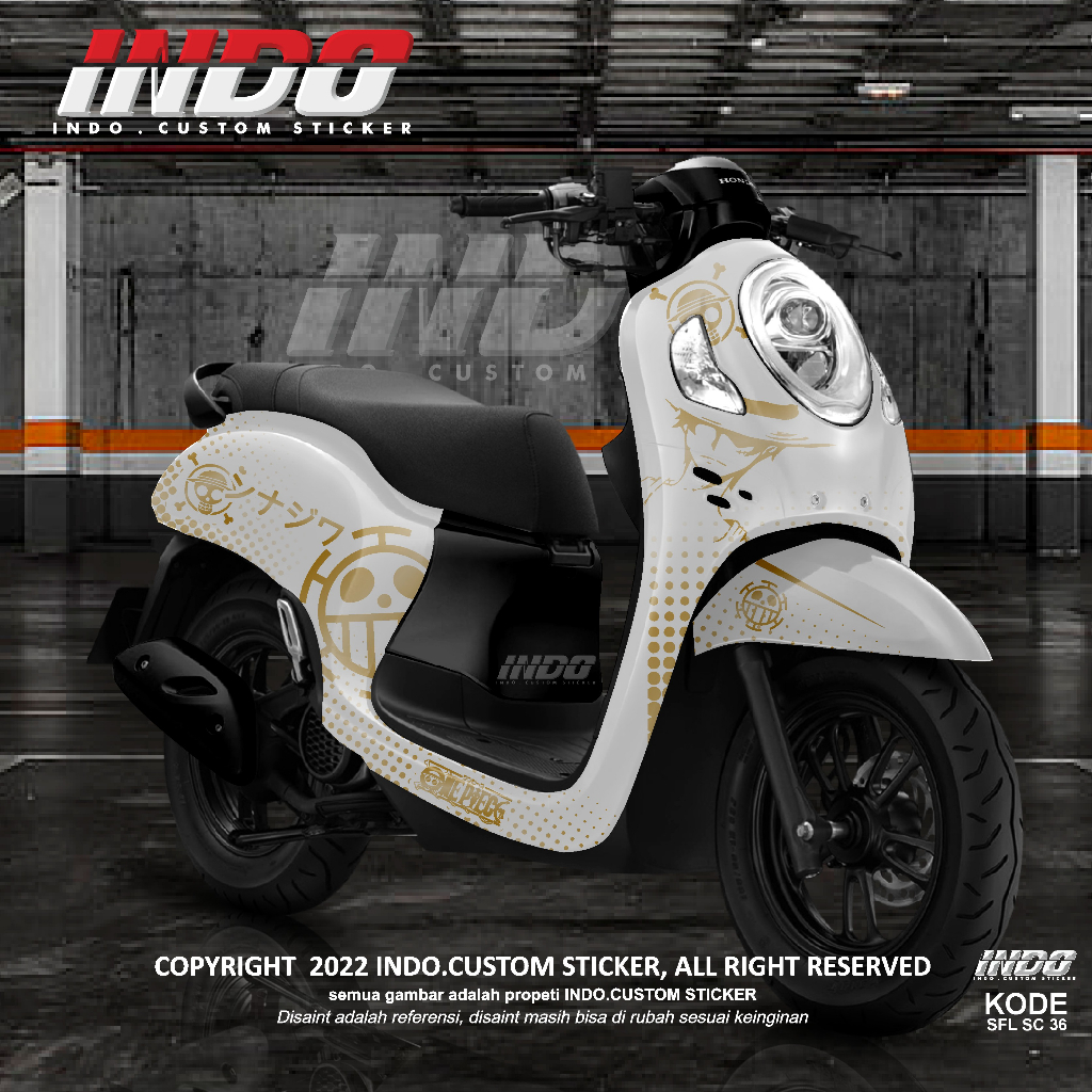 Jual sticker scoopy one piece full body sticker scoopy kode SFL OP ...