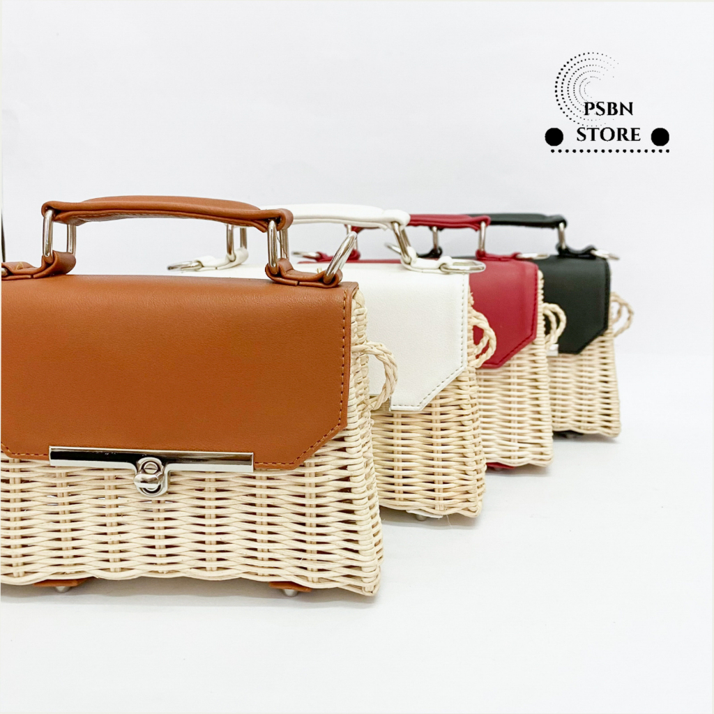 Jual PSBN - Pequena Rattan Bag Tas Rotan Tas Wanita selempang Sling Bag ...