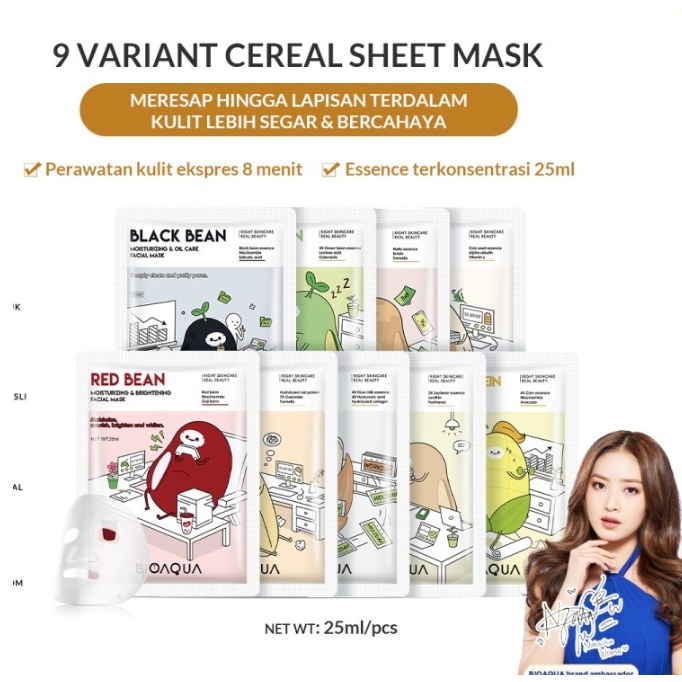 Jual BIOAQUA Masker Wajah Cereal Sheet Mask Face Mask 25ml Masker Muka ...