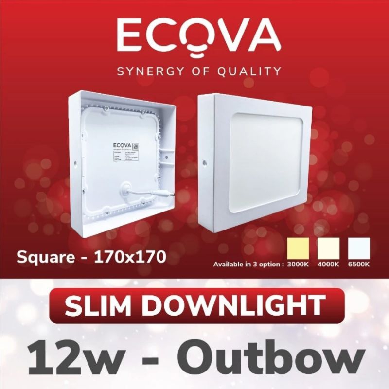 Jual DOWNLIGHT KOTAK LED PANEL OUTBOW 12WATT WARMWHITE 3000K ECOVA ...