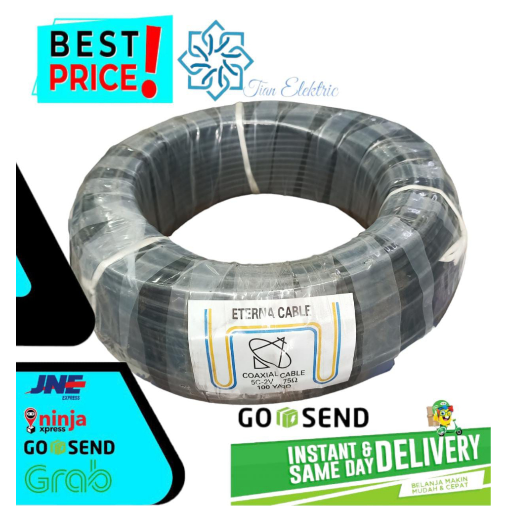 Jual ETERNA Coaxial Cable RG6 5C-2V 75 Ohm / Kabel Antena (1 Meter) | Shopee Indonesia